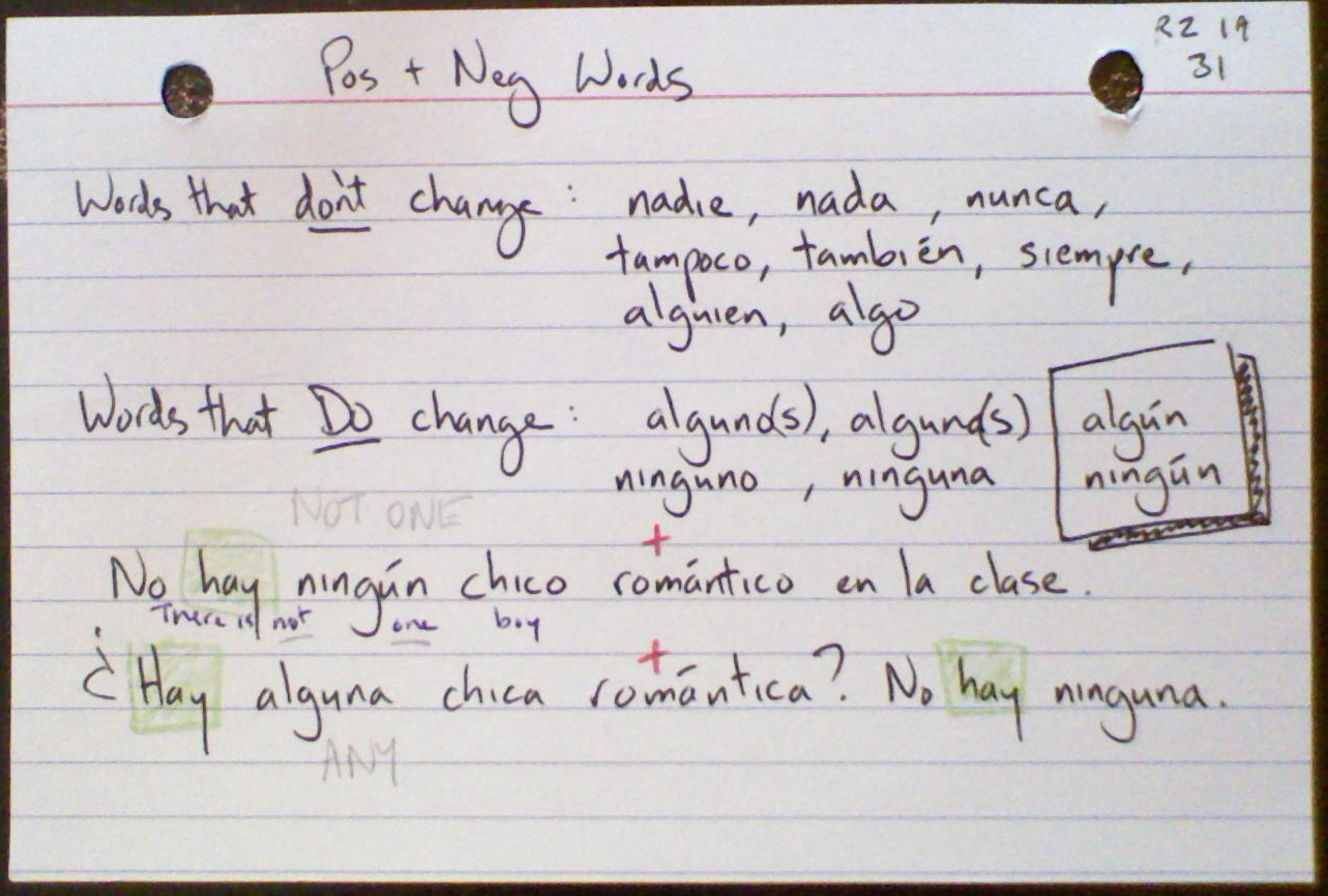 Positive and Negative Words – Spanish-Ace.com